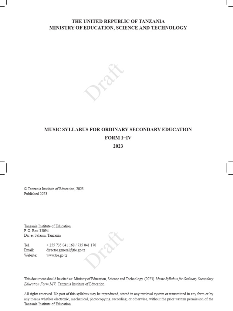 O Level Music Syllabus 2023 | PDF | Songs | Music Theory