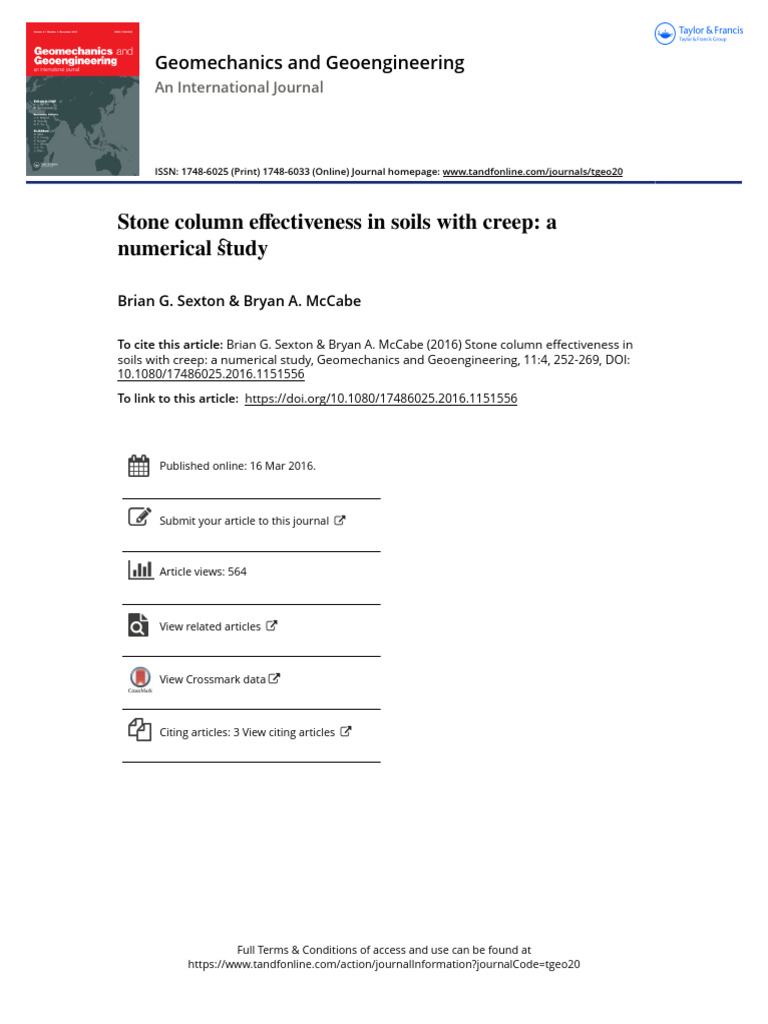 Stone Column Effectiveness in Soils With Creep A Numerical Study | PDF ...