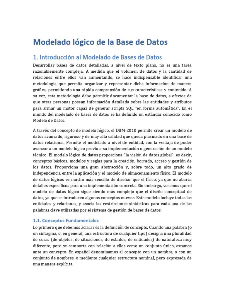 Modelado Lógico de La Base de Datos | PDF | Bases de datos | Datos