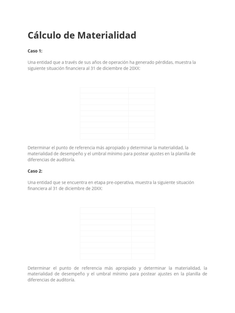 Ejercicios de Materialidad - AL | PDF | Auditoría | Business