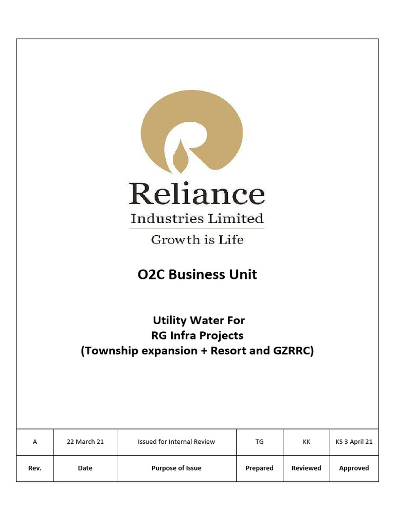 Utility Design Basis - Potable Water Facilities For RG Infra and GZRRC ...