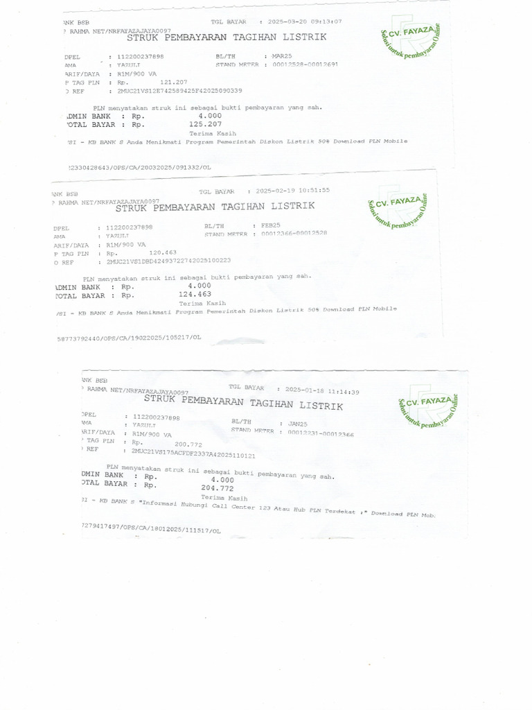 Struk Listrik | PDF