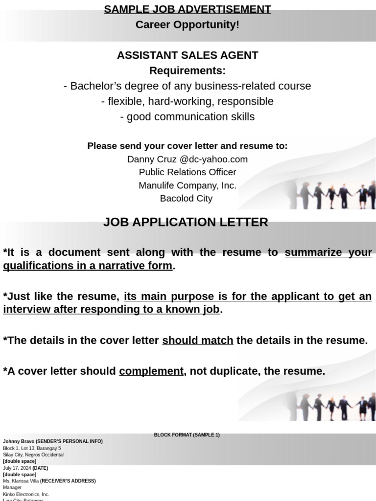 Job Ad and Application Letter | PDF | Résumé | Advertising