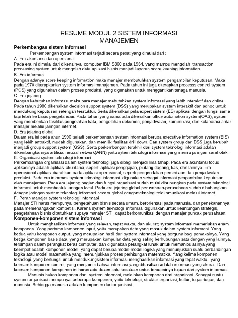 Resume Modul 2 Sistem Informasi Manajemen | PDF