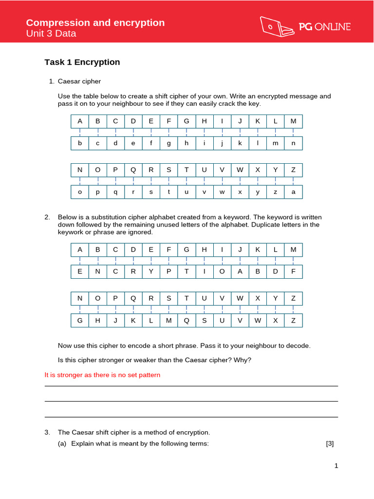 Caesar Cipher Worksheet Activities | PDF
