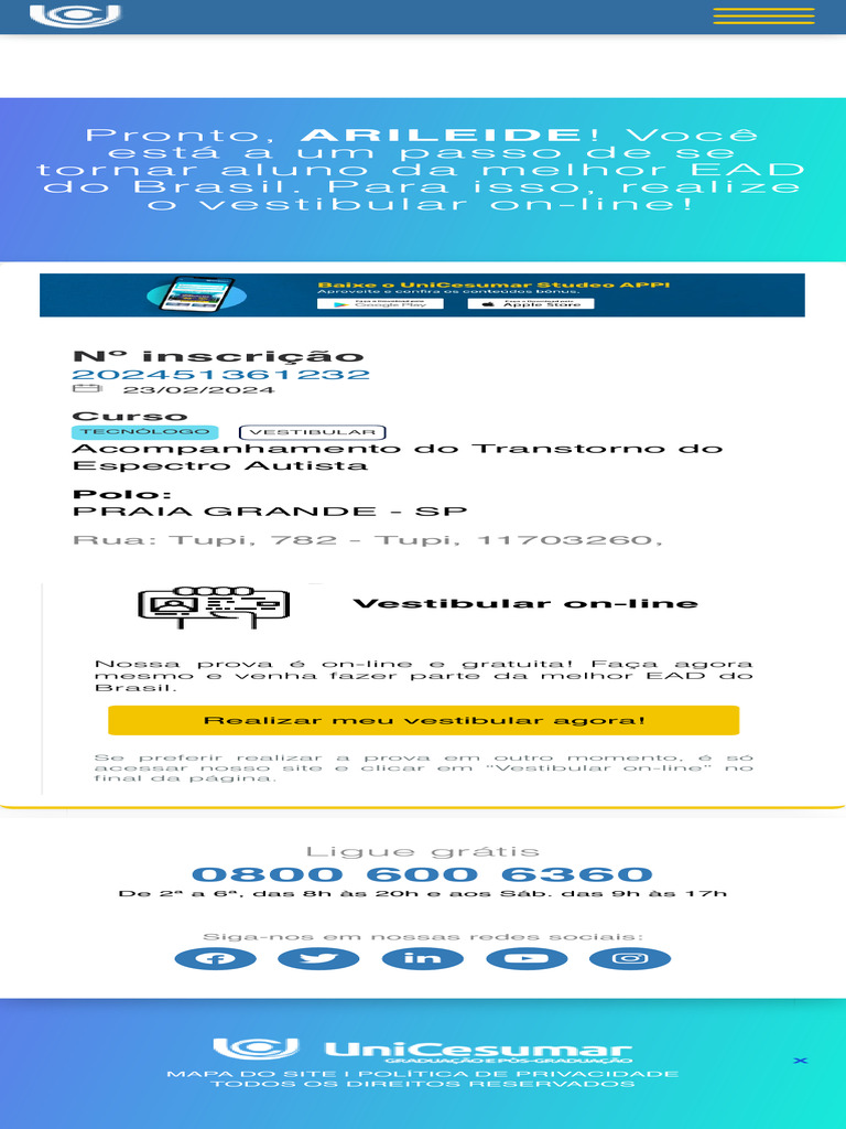 Vestibular para Tecnólogo em TEA | PDF