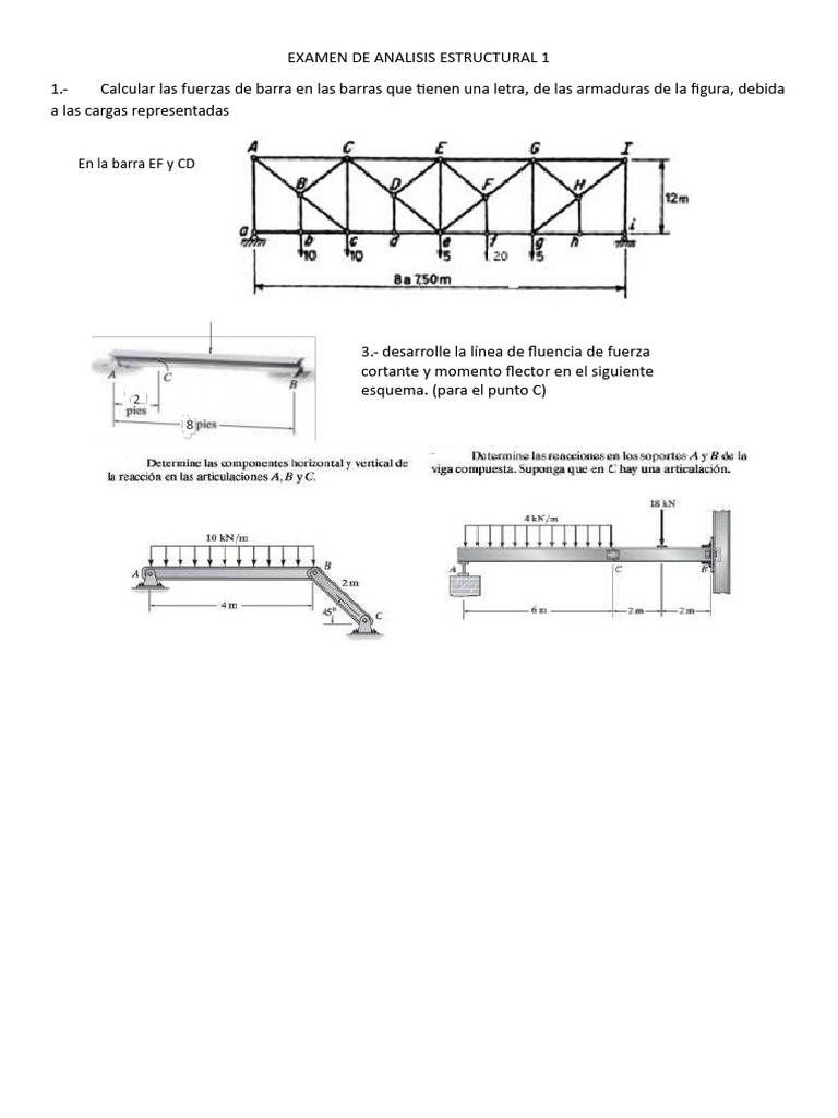 examen de analisis Estructural 1 | PDF