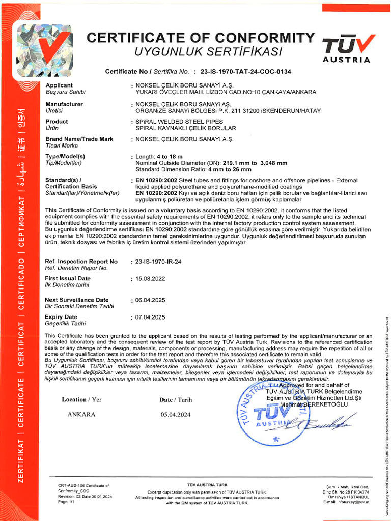 En 10290-2002 İskenderun 7.04.2025 Eng | PDF