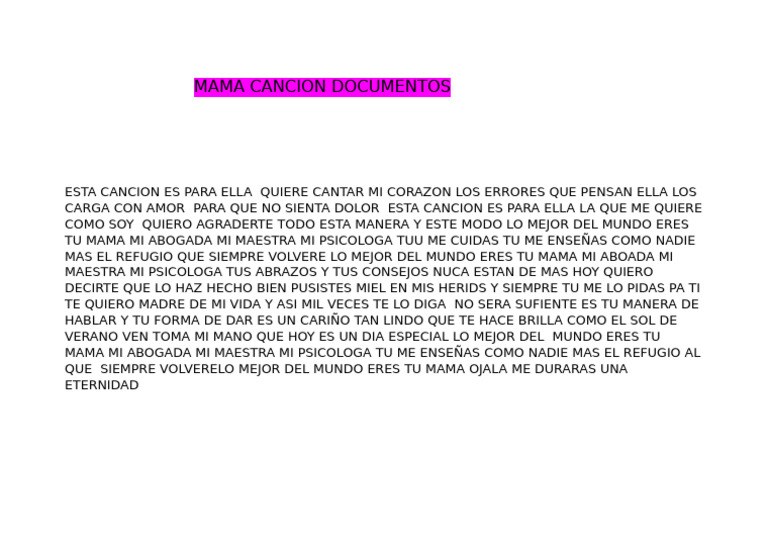 Mama Cancion Documentos | PDF