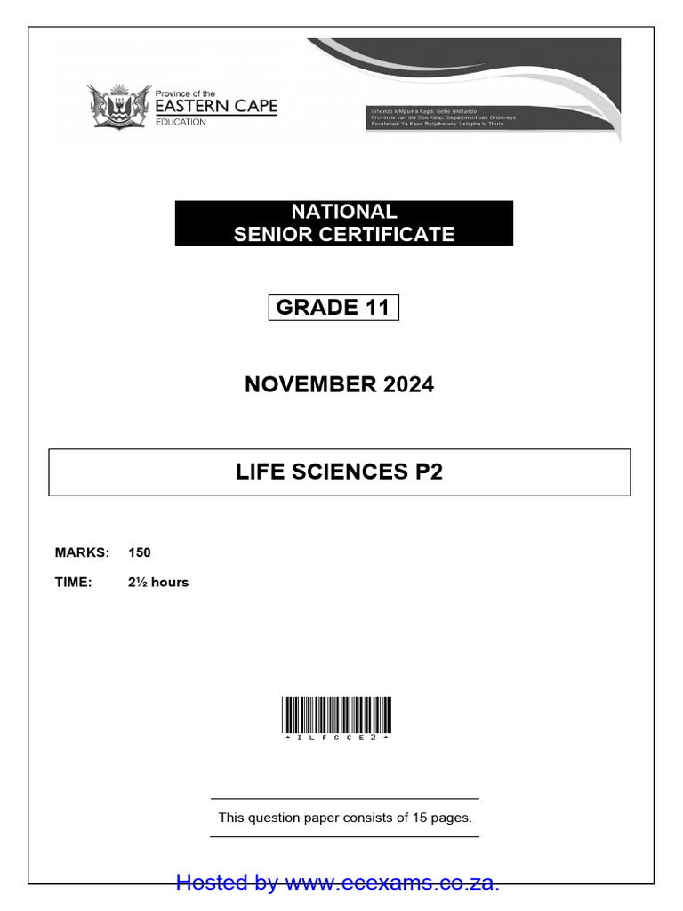 Grade 11 Life Sciences Exam Paper 2024 | PDF | Waste | Hiv