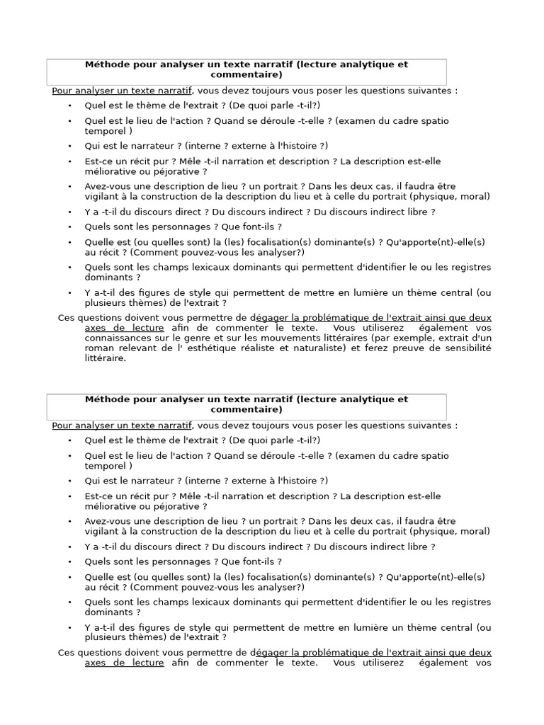 Analyser un texte narratif efficacement | PDF | Portrait | Romans