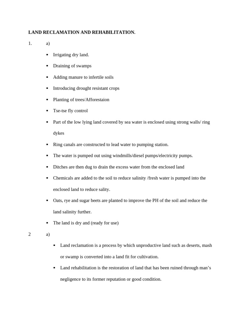 Land Reclamation and Rehabilitation Techniques | PDF | Agriculture ...