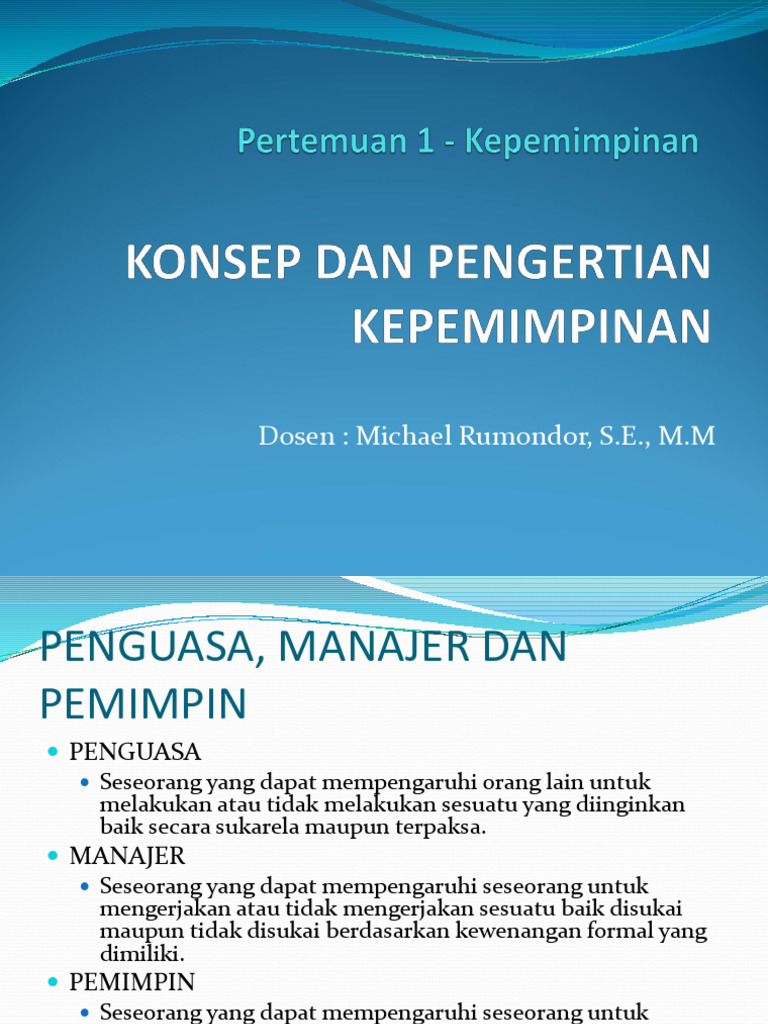 Materi Kuliah Chapter 1 - Konsep Dan Dasar Kepemimpinan | PDF