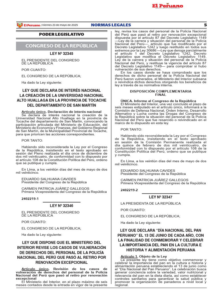 Congreso de La República: Normas Legales | PDF | Perú | Servicio Civil