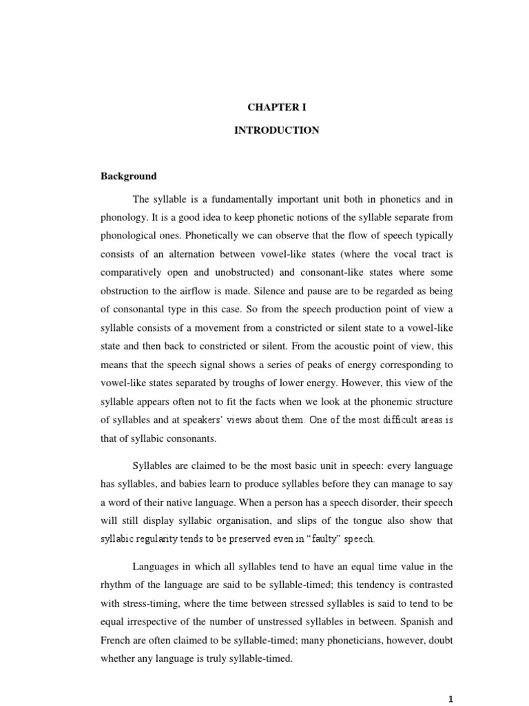Chapter I Introduction Syllables | PDF