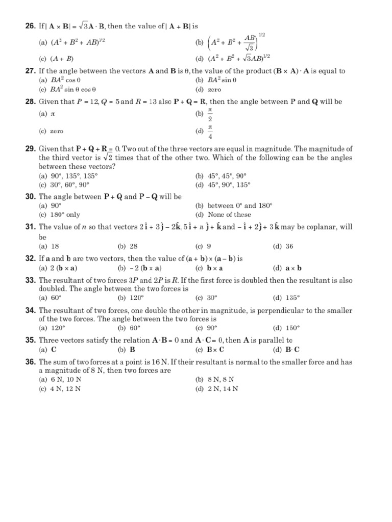 Vectors (MCQ) | PDF