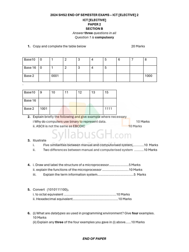 2024 SHS2 End of Sem - ICT ELECTIVE 2 | PDF