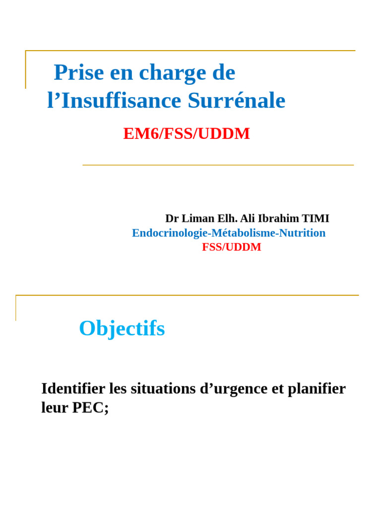 EM6 PEC Insuffisance surrénalienne | PDF | Maladies et troubles humains | Médecine clinique