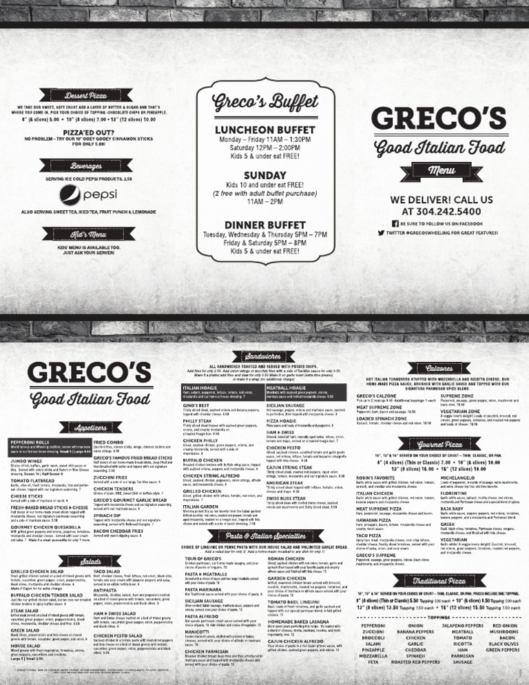 Greco's Home Menu | PDF