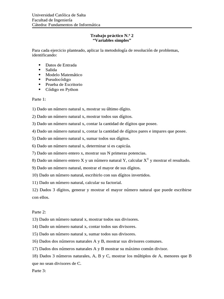 TP2 - Variables Simples - FI - 2024 | PDF