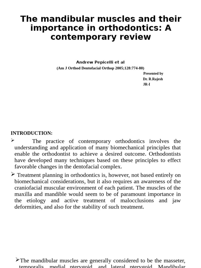 The Mandibular Muscles and Their Importance in Orthodontics | PDF ...