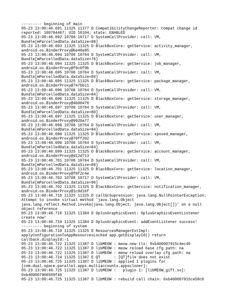 Com - Dual.space - Parallel.apps - Multiaccounts.appscloner Logcat | PDF | Android (Operating ...