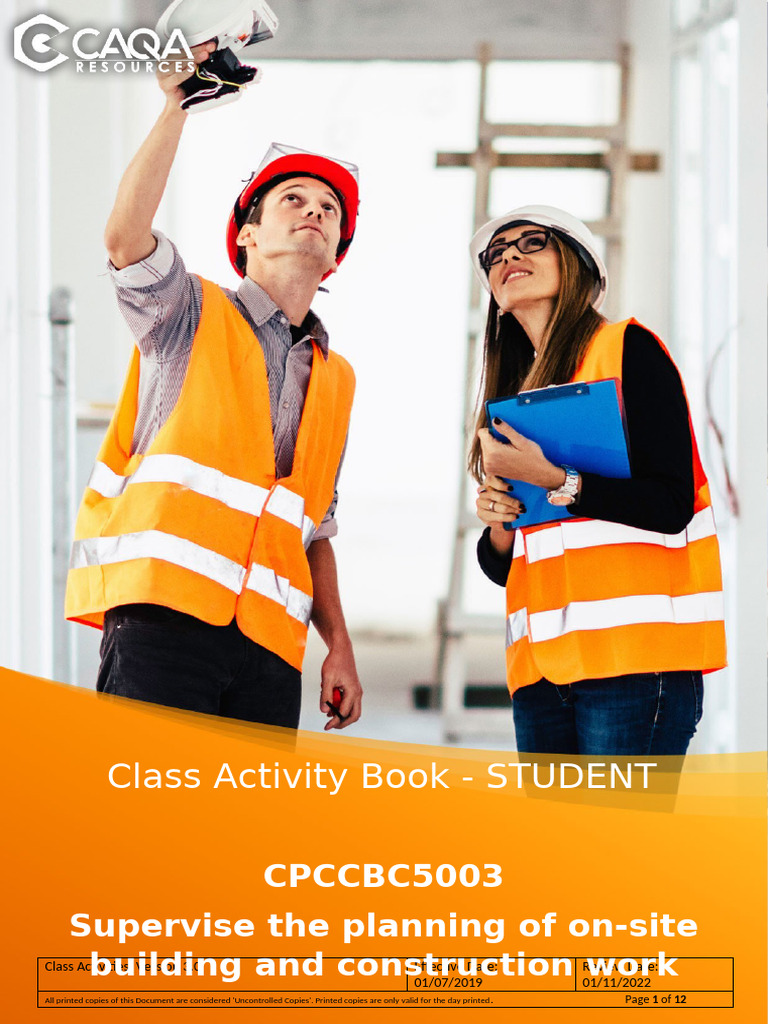 CPCCBC5003 Class Activity Book - Student Pack | PDF | Human Resource Management | Project Management