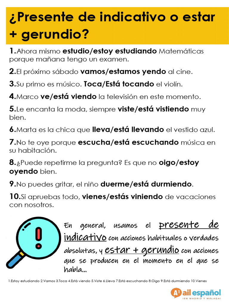 Quiz Espanol Ele Presente Estar Gerundio | PDF