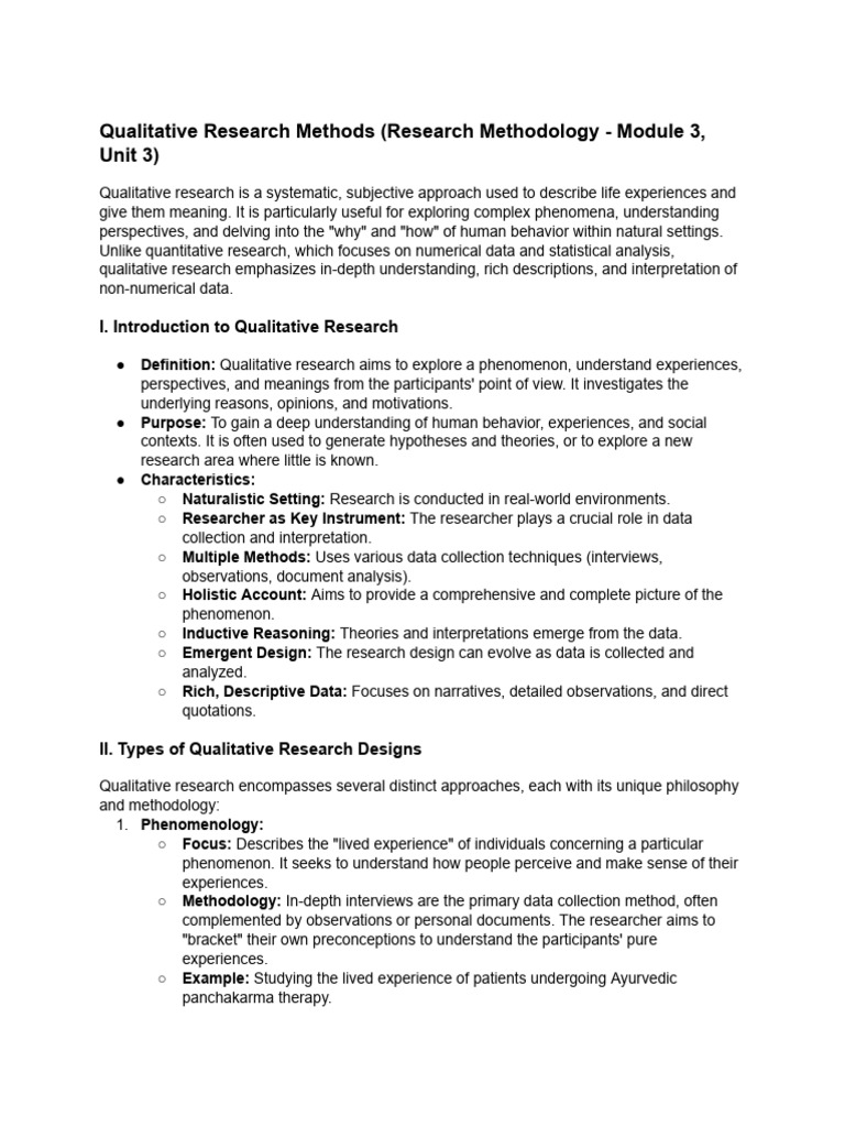 Qualitative Research Module 3 | PDF | Qualitative Research | Methodology