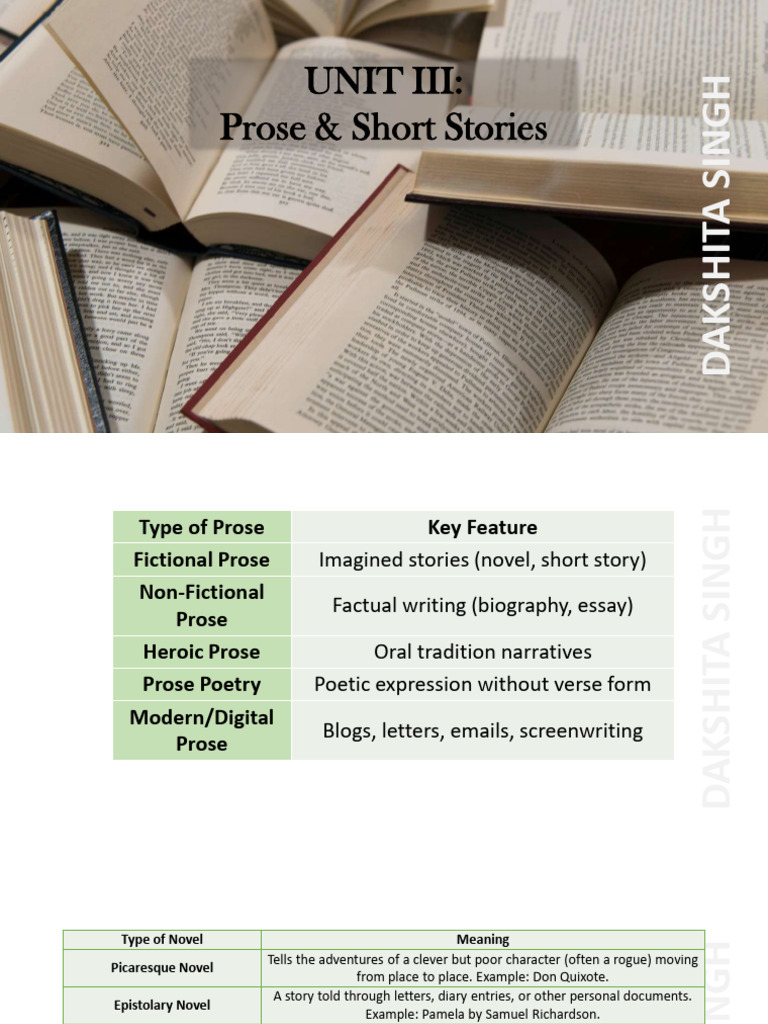 Prose Types and Notable Works Overview | PDF | The Tenant Of Wildfell ...
