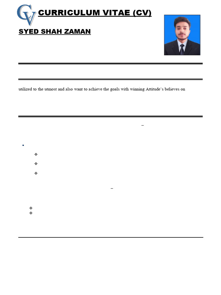 Syed Shah Zaman's Professional CV | PDF