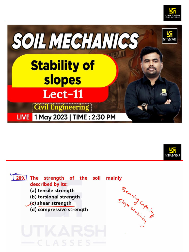 11 Stability of Slopes Soil Mechanics #11 Civil Engineering For All | PDF