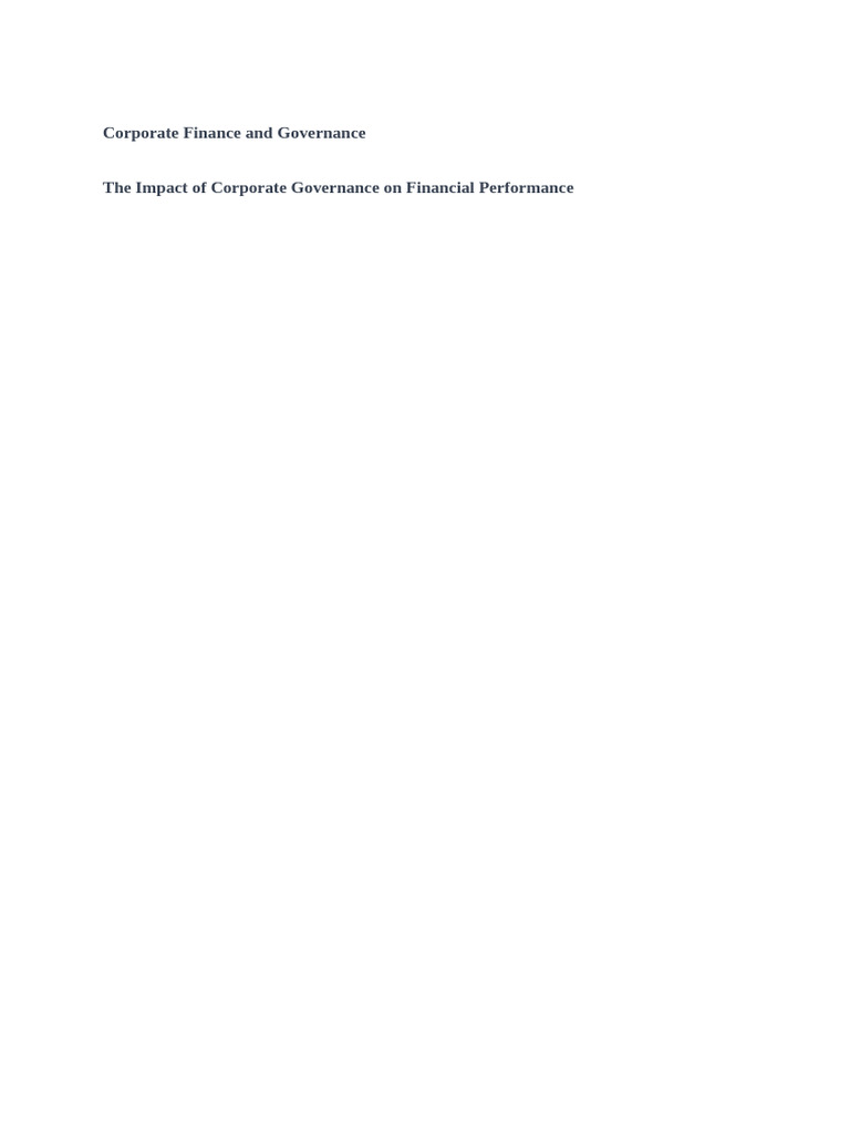 Corporate Finance and Governance | PDF | Governance | Corporate Governance