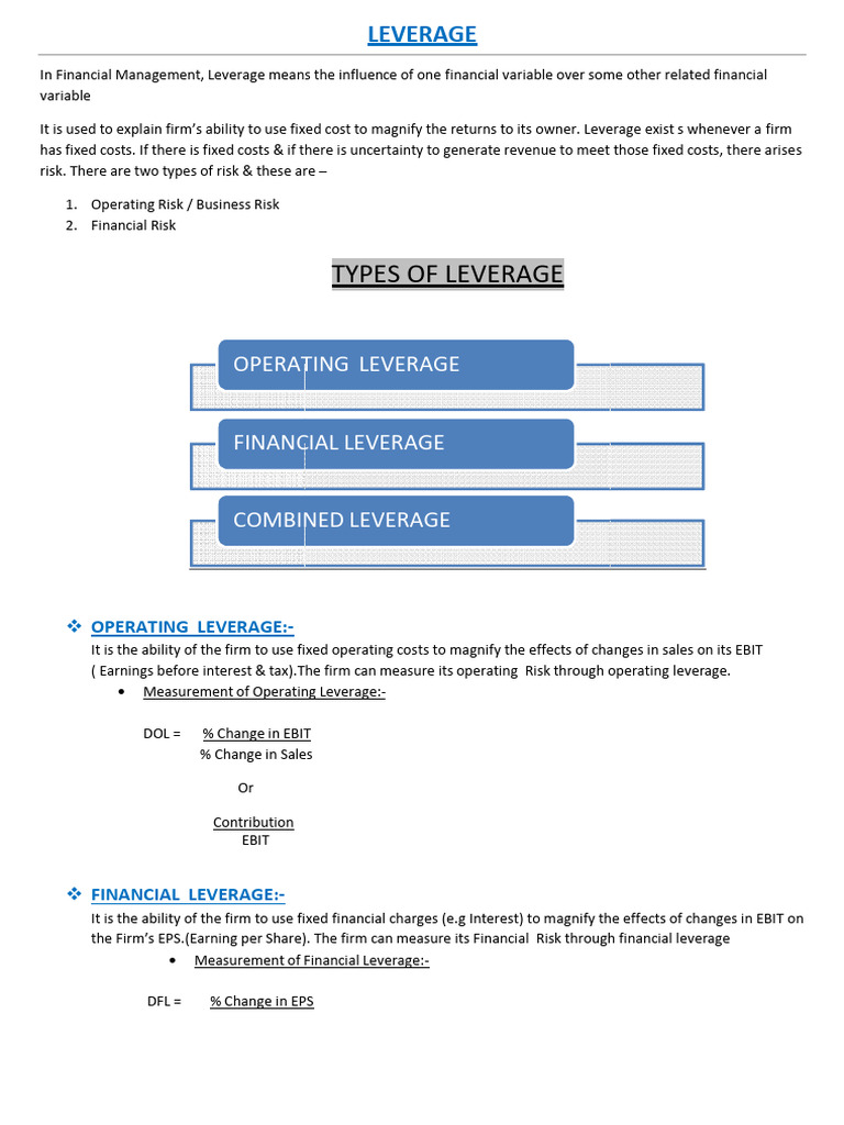 Unit 5 - Leverage, Capital Structure & Dividend Policy | PDF | Cost Of Capital | Capital Structure
