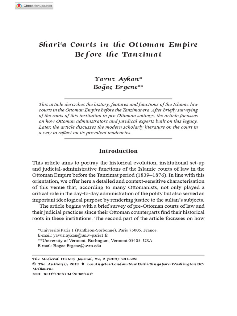 Aykan-Ergene-Sharia Courts in The Ottoman Empire Before The Tanzimat ...