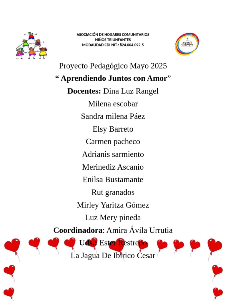 Proyecto Pedagogico Uds Esther Restrepo Mayo 2025 | PDF | Las emociones ...