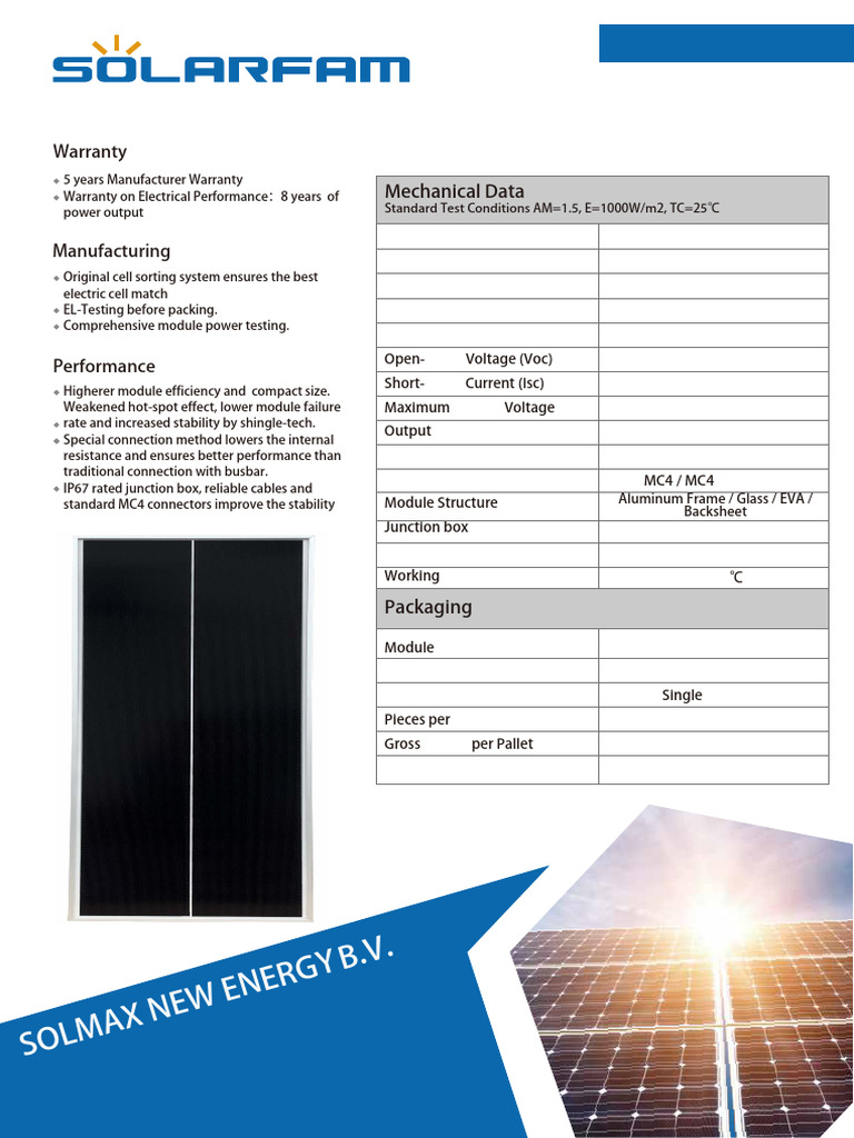 SOLARFAM SZ-100-S-19.28V (1160x450x30mm) DATA SHEET | PDF | Electricity ...