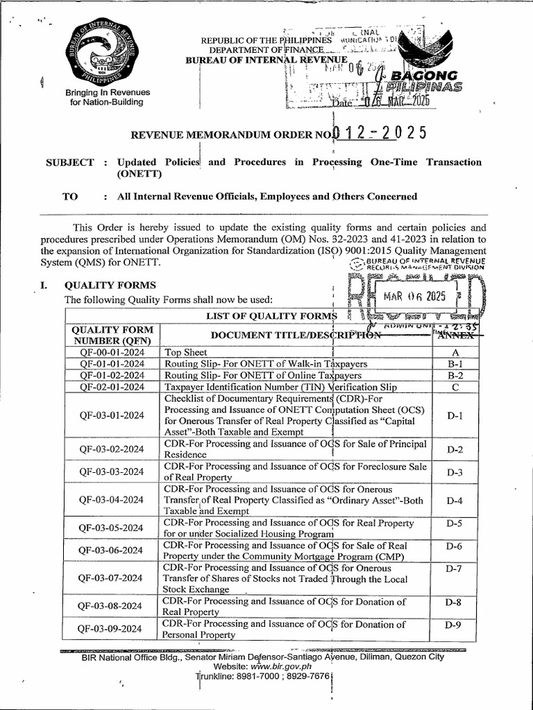 RMO No. 12-2025 | PDF