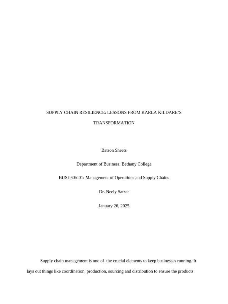 Sheets Module 3 Case Study BUSI 603 | PDF | Supply Chain | Performance Indicator