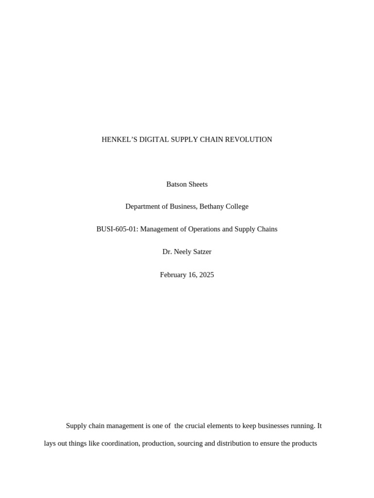 Sheets Module 6 Case Study BUSI 6031 | PDF | Supply Chain | Artificial ...