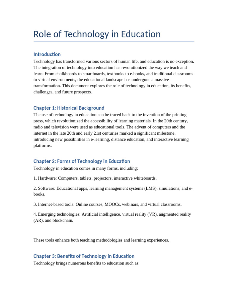 Role of Technology in Education | PDF | Educational Technology ...