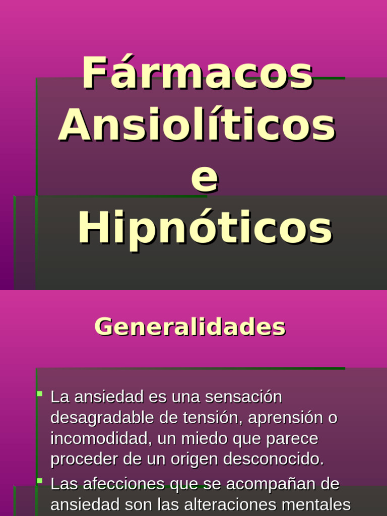 Fármacos Ansiolíticos e Hipnóticos - Recuperado | PDF | Benzodiazepinas ...