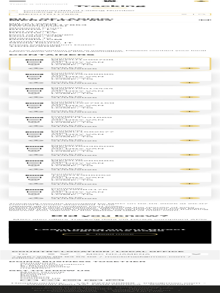 Shipping Container Tracking and Tracing MSC 6 | PDF | Freight Transport