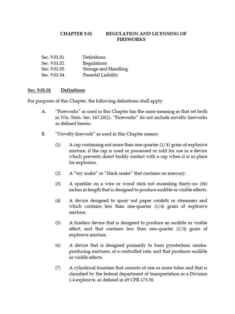 Chapter-9.01-Regulation-and-Licensing-of-Fireworks | PDF | Fireworks