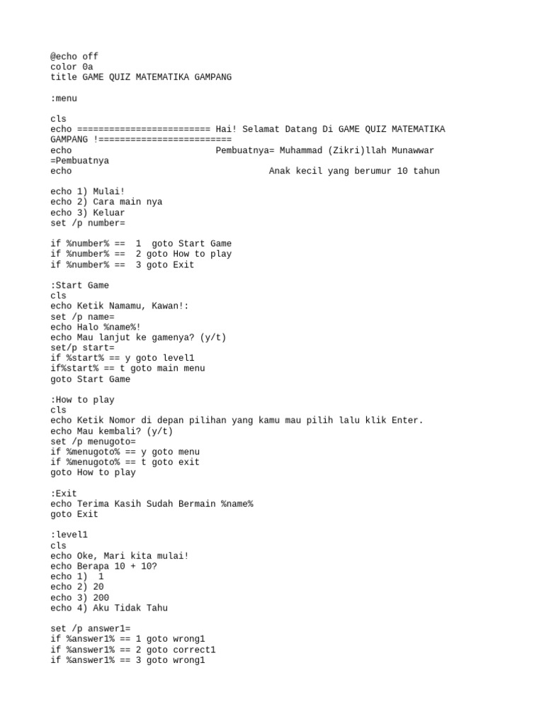 Game Quiz Matematika Gampang | PDF