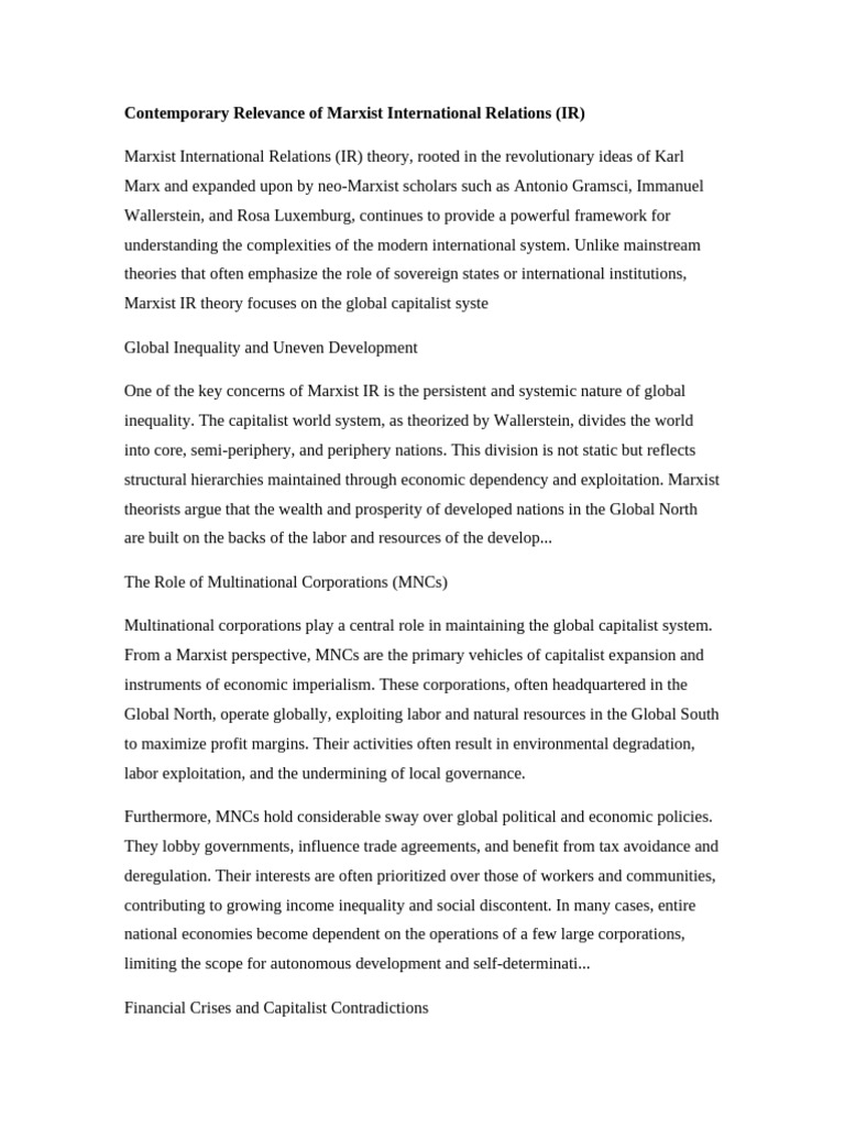 Expanded Contemporary Marxist IR | PDF | Marxism | Capitalism
