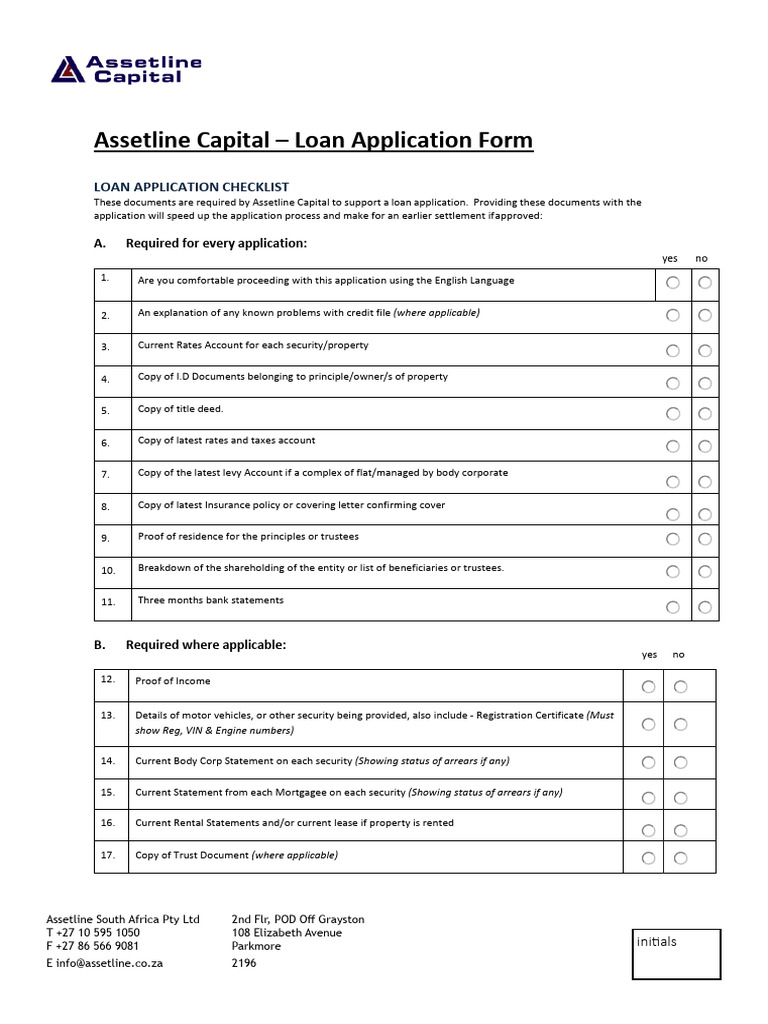 Assetline ZA Interactive-Form | PDF | Credit | Finance & Money Management