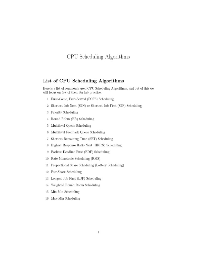 2 CPU Scheduling Algorithms | PDF | Scheduling (Computing) | Algorithms And Data Structures