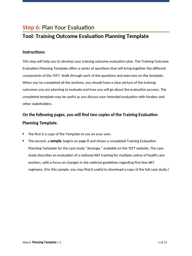 Outcome Evaluation Planning Template | PDF | Evaluation | Data