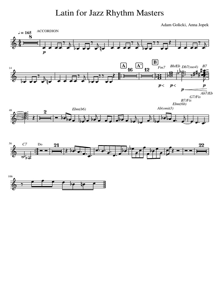 ACCORDION-Latin For Jazz Rhythm Masters | PDF